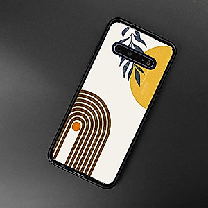 valuect lisment Compatible with LG V60 ThinQ 5G Case, Minimalist Abstract Art Aesthetic Boho Rainbow Sun Moon Leaves for LG Case Women Men, Trendy Silicone Bumper Case for LG