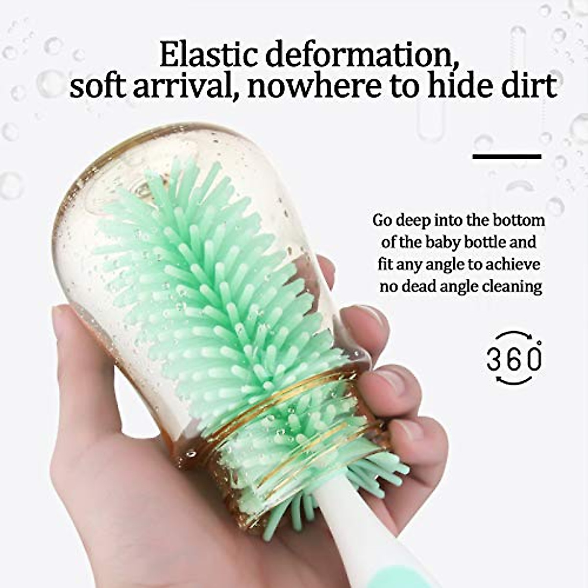 UUKING Baby Bottle Brush Small Bottle Silica Gel Scrubber Cleaner Brushes Set Sponge Washer Milk Water Cleaning Kit Cup, (Green)