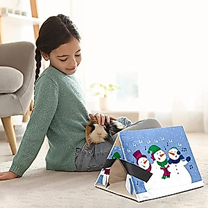 Y-DSIWX Guinea Pig Hideout Cozy Hamster House Cave for Bunny Chinchilla Hedgehog Small Animal Cute Christmas Snowman Singing Song