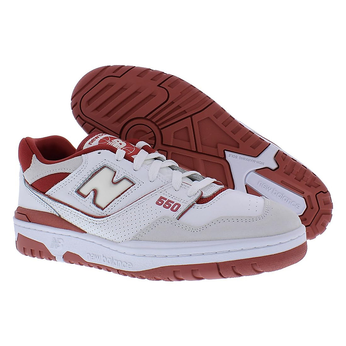 New Balance 550 Unisex Shoes Size 9, Color: White/Red-White