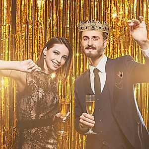 Junkin 5 Pieces Birthday Accessories Include Man Birthday King Crown Birthday King Sash Tinplate Badge Pin Crown Brooch Hanging Chain Men Birthday Crown for Man Birthday Party (Vibrant Style)