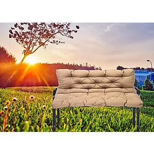 LFNOONE Thicken 5" Swing Chair Pads for Garden Patio,Swing Replacement Cushions with Backrest,Waterproof Bench Cushion for Outdoor Furniture,2-3 Seater Washable Swing Replacement Cushions/60x40 Green