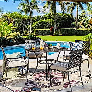 PatioFestival Patio Dining Chairs Stackable Outdoor Chairs Dining Furniture Set of 4,All Weather Frame with Thick Cushion for Porch,Yard,Balcony,Kitchen