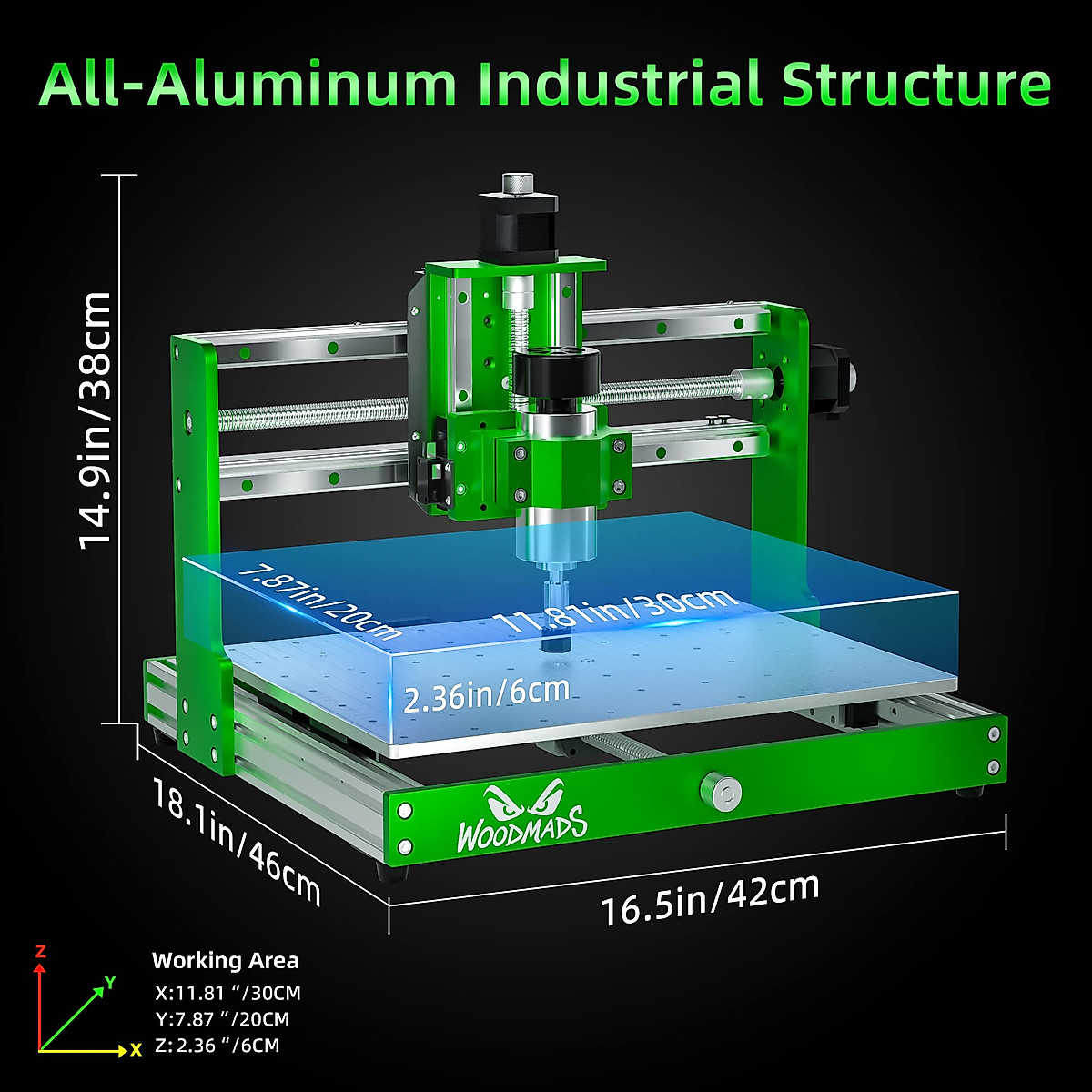 FoxAlien x WoodMads WM-3020 CNC Router for Metal Caving, 300W Spindle Linear Rails and Ball Screws 3-axis Milling Engraving Machine for Aluminum Copper Wood Acrylic