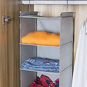 MAX Houser 6 Tier Shelf Hanging Closet Organizer, Closet Hanging Shelf with 2 Sturdy Hooks for Storage, Foldable,Black and Light Grey