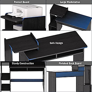 WOODYNLUX Computer Desk with Drawers, Home Office Desk with Printer Shelf, Writing Desk Study Table for Small Spaces Corner Desk, Easy Assemble, Black.