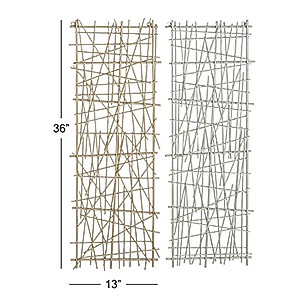 CosmoLiving by Cosmopolitan Metal Geometric Overlapping Lines Wall Decor, Set of 2 13"W, 36"H, Multi Colored