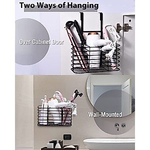 ULG Hair Dryer Holder, Hair Tool Organizer, 6 Adjustable Height, Wall Mounted/Cabinet Door, Bathroom Organizer Under Sink for Hair Dryer, Flat Irons, Curling Wands, Hair Straighteners, 3 Sections