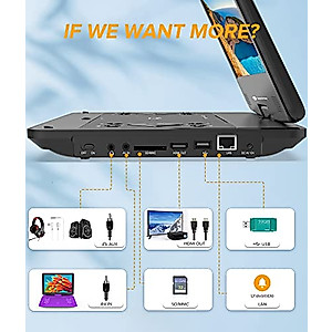 WONNIE 16.9" Portable Blu-Ray DVD Player with 14.1" 1080P Full HD Large Swivel Screen, Dolby Audio Sound, 4 Hrs Rechargeable Battery, Support Last Memory, HDMI Out, AV in, USB/SD Card, Sync TV