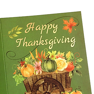 WorldBazaar Gold Foil Thanksgiving Cards with Envelopes 24PCS Happy Harvest Thanks Cards Fall Autumn Thanksgiving Party Supplies