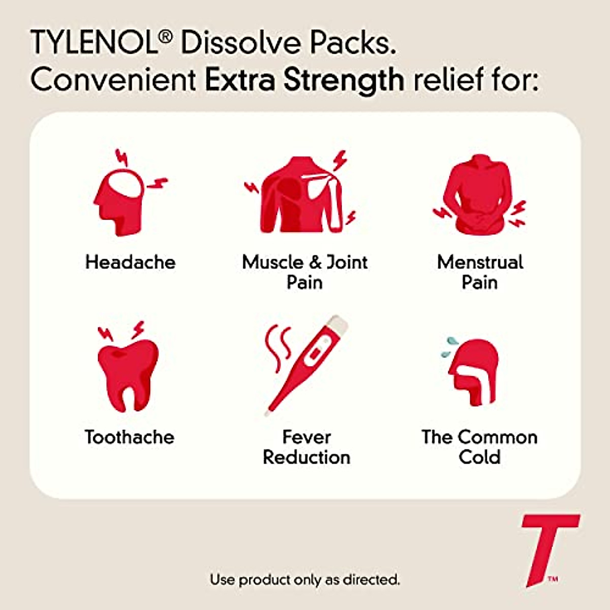 Tylenol Extra Strength Dissolve Packs with Acetaminophen for Pain & Fever, Berry, 32 Count (Pack of 1)