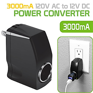 Cellet AC to DC 12V Output Converter. AC/DC Power 110V- 120V AC to 12V DC Car Cigarette Lighter Power Converter. AC to DC Female Adapter (Not for Air-Pump, Compressor, Vacuum Cleaner)