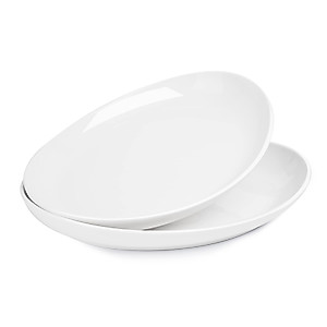 Sweese Oval Serving Platters, 14.5 Inch White Porcelain Serving Platters for Party, Large Oval Serving Trays Serving Plates for Fish Dish, Steak, Restaurant, Dessert Shop, Set of 2