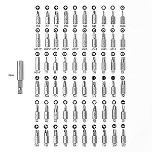 Protorq High Qualiy Security Bit Set, 61-Piece, S2 Steel, Temper Proof Bits, for home electoronics, vehicles, military, aerospace applications