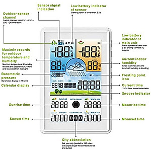 Odekai Weather Station Indoor Outdoor Thermometer,Digital Vertical Weather Forecaster with Indoor/Outdoor Temperature, Humidity, and Date and Time,Weather Station with Display and Atomic Clock
