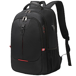 XJ-HOME Travel Laptop Backpack Anti Theft Water Resistant Backpacks School Computer Bookbag with USB Charging Port for Men Women College Students Fits 17.3 Inch Laptop Black
