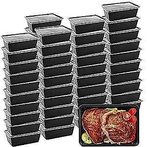 Oranlife Food Containers, 50 Pack Disposable Meal Storage Lunch Containers Plastic Insulated Reusable&Microwavable Bento Boxes with Lids for Dishwasher/Freezer Safe BPA FREE (750 ML/ 26 OZ)
