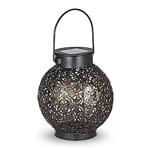 Solar Lanterns Outdoor, Shineslay Solar Lanterns Outdoor IP44 Waterproof, 1 Pack Hollowed-Out Metal Retro Hanging LED Lights, Sensitive Lighting Control Lamp for Patio Courtyard Balcony Garden