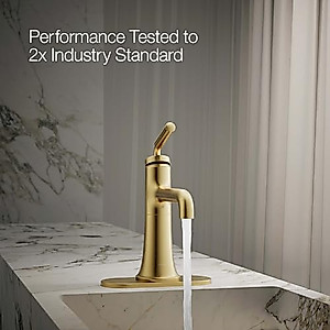 Kohler 27415-4-2MB Tone Bathroom Sink Faucet, 1 Hole, Single-Handle Bathroom Faucets with Clicker Drain, 1.2 GPM, Vibrant Brushed Moderne Brass