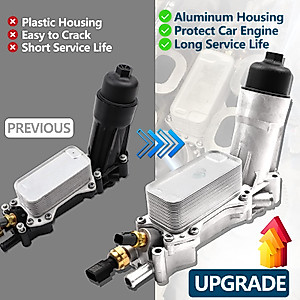 Aluminum Oil Filter Housing Engine Oil Cooler For 2011-2017 Dodge Charger Durango Challenger Journey Jeep Wrangler Cherokee Chrysler 200 300 Ram ProMaster 3.6L V6 for 926-876 926-959 68105583AF