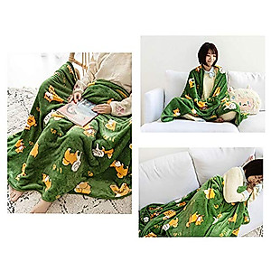 FUYU Shiba Inu Throw Blanket Puppy Cartoon Dog Warm Fuzzy Soft Blanket
