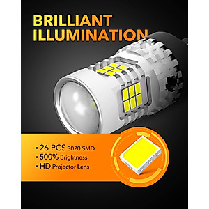 OXILAM Upgraded 7440 7443 LED Bulbs White for Reverse Lights, 4000LM 600% Brighter, 7441 7444 T20 W21W LED Lamps Replacement for Backup Tail Brake Turn Signal Parking Lights and DRL (Pack of 2)