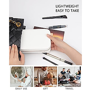 V-LAFUY Jewelry Box Small Jewelry Boxes, PU Leather Portable Travel Jewelry Case, Large Capacity for Rings Earrings Necklaces Bracelets Watch, White C