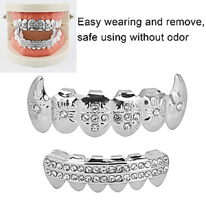 Hip Hop Teeth Decoration, Wear for Any Occasion Hip Hop Teeth Brace Copper for Birthday Present for Concert for Hip Hop Fashion Show for Halloween Party(Silver)