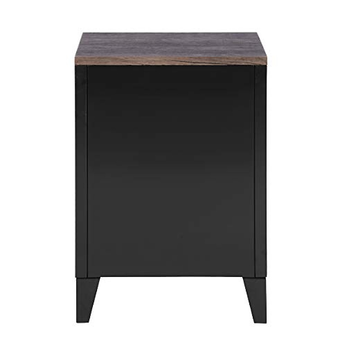 FurnitureR Metal Locker Storage Nightstand for Boy Teens Bedroom with Wood Top/Door 2 Tier Shelves Removable