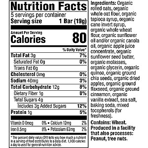 Plum Organics Snack Bars Mighty Morning Apple Cinnamon 5 Count 8 Pack Organic Snack for Kids, Toddlers, New Look, Packaging May Vary