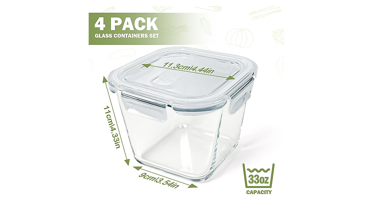 Glass Soup Containers with Lids - 4 Cup Food Storage & Meal Prep