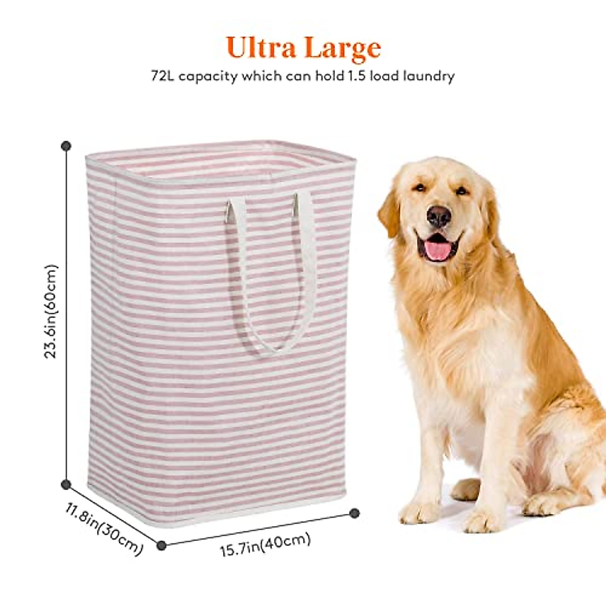 Lifewit 72L Pink Freestanding Laundry Hamper, Bundle with 72L Blue Laundry Hamper