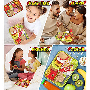 Mozlly Kitchen Food Playset - Cute Fast Food Playset with Trays, Plates, Fork, Soda Cup - Deluxe Fast Food Toy Set for Kids for Pretend Play Snack Parties, and Birthday Surprise Gift Play Food Set