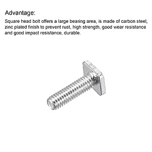 uxcell Square Head Bolt, 20pcs M6x20mm Fully Thread Carbon Steel Grade 4.8 Square Machine Screws