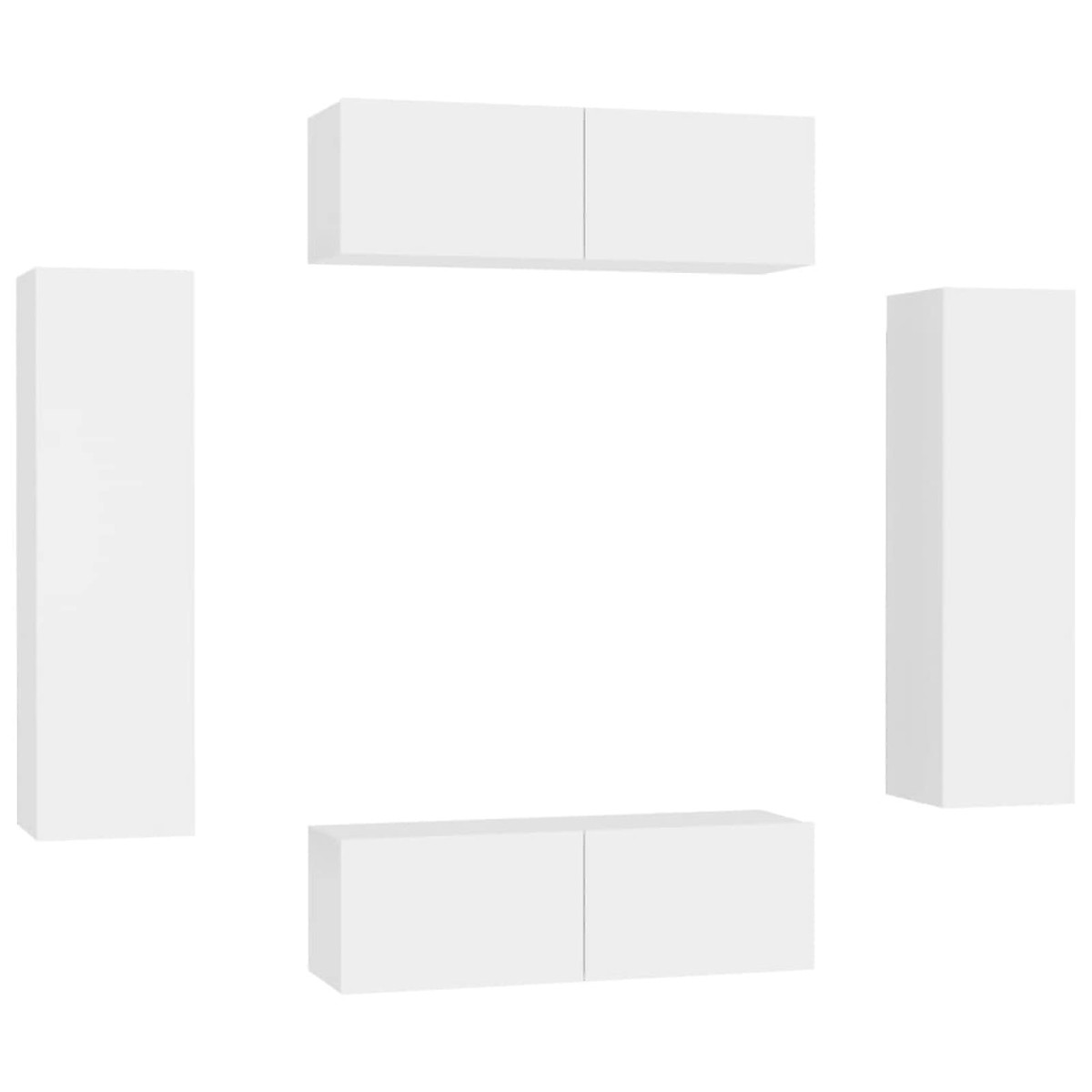 BULANED Fire Place Tv Stand,Home Stand White,Tv Wall Units for Living Room,4 Piece TV Cabinet Set White Engineered Wood