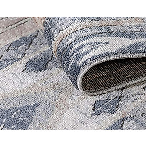 Unique Loom Portland Collection Southwestern Inspired Striped Tone Area Rug, 8 ft x 10 ft, Navy Blue/Tan