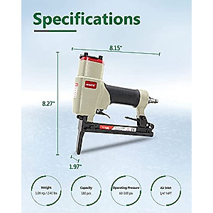 meite 7116BL Pneumatic Upholstery Stapler with Long Nose-1/4-Inch to 5/8-Inch 22 Gauge 3/8'' Crown Fine Wire Stapler