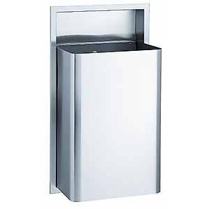 Bradley Emergency Fixtures 344-000000 Stainless Steel Recessed Mounted Waste Receptacle, 12 Gallon Capacity, 17-1/8" Width x 30-5/8" Height x 8-3/4" Depth