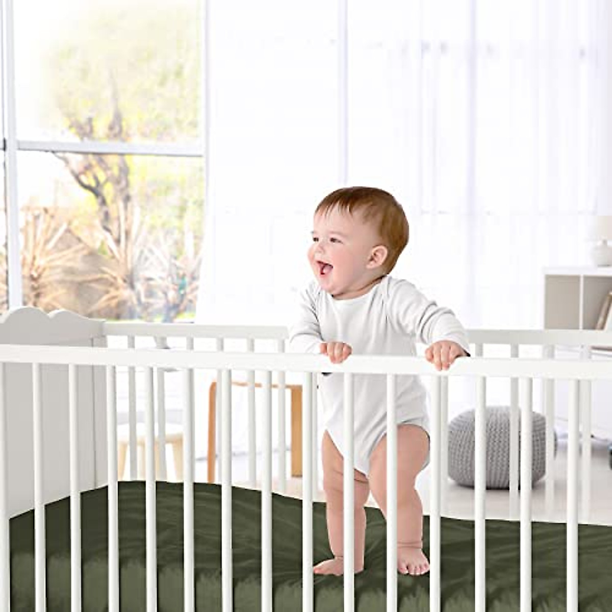 Sweet Jojo Designs Solid Dark Green Gender Nuetral Boy Girl Baby Fitted Crib Sheet Set Nursery Soft Infant Newborn Fits Standard Mattress Toddler Bed Hunter Forest Olive for Rustic Deer Woodland Camo