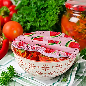 20 Pieces Summer Style Bowl Covers Reusable Fabric Stretch Covers for Bowls Fruit Style Elastic Food Storage Covers Cloth Dish Covers for Food Container Covers for Kitchen Jar Lids Wrap, Multiple Size