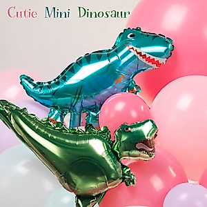 Pink Dino Balloon garland arch kit with Pastel Pink Purple Teal and Foil Dinosaur balloon for dinosaur Theme Party Decorations for Girl