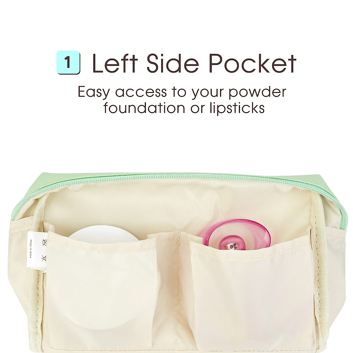 Large Vegan Leather Makeup Bag Zipper Pouch Travel Cosmetic Organizer for Women (Large, Green)