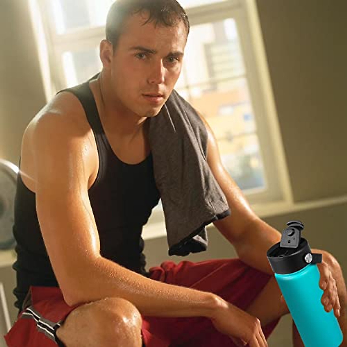 Tzuoieo Flip lid for Hydro Flask Wide Mouth 32 40 oz with Flexible Handle, Replacement Coffee Lid Compatible with Hydroflask, Nalgene, and More Top Water Bottle Brands Wide Mouth 32 oz 40 oz