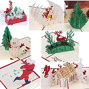 Bluboon 3D Greeting Christmas Cards Papercraft 7 Pack Holiday Birthday Pop Up Cards Gift