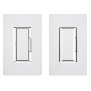 Lutron Maestro Dimmer Switch with Companion Dimmer, 600-Watt Incandescent, Single-Pole/3-Way, MAW-603RH-WH, White