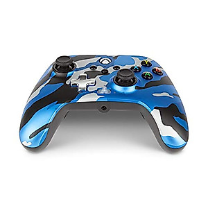 PowerA Enhanced Wired Controller for Xbox Series X|S - Metallic Blue Camo, gamepad, wired video game controller, gaming controller, Officially Licensed for Xbox
