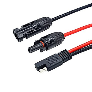 10AWG Solar Panel Connector Cable, 10AWG SAE Connector to Male & Female Solar Connectors Extension Cable Wire for RV Solar Panel DC Power Battery Charger with SAE Polarity Reverse Adapter
