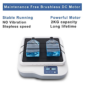 ONiLAB Digital Orbital Shaker Adjustable Speed 40-200RPM,Capacity 2KGS, Orbital Rotator Shaker with Continuous Mode(Set time to Zero) or Timer Mode, LCD Display Speed and time, Labs and Classrooms