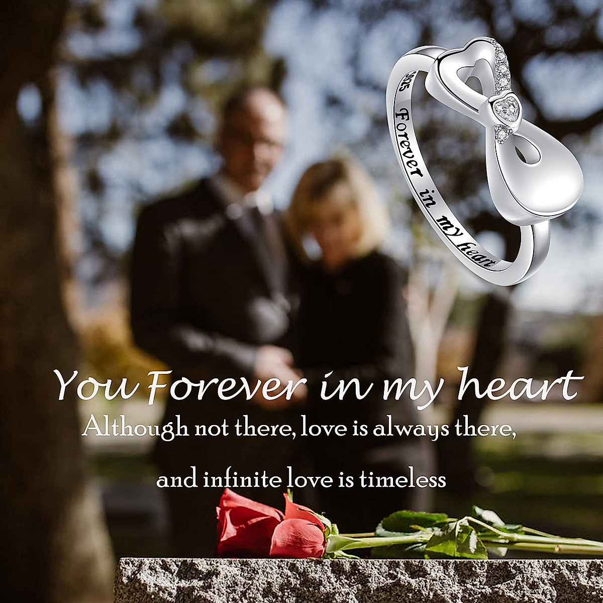 ZOEXUE Infinity Cremation Ring for Ashes - 925 Sterling Silver Urn Rings Memorial Keepsake Locket Rings for Hold Loved Ones Ashes Sister Mom