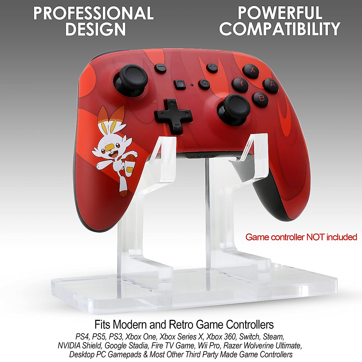 JDS Transparent Acrylic Universal Controller Stand for PS4, PS5, Xbox, Switch Consoles - Gaming Controller Holder for Storage, Organization & Display- 2 Pack